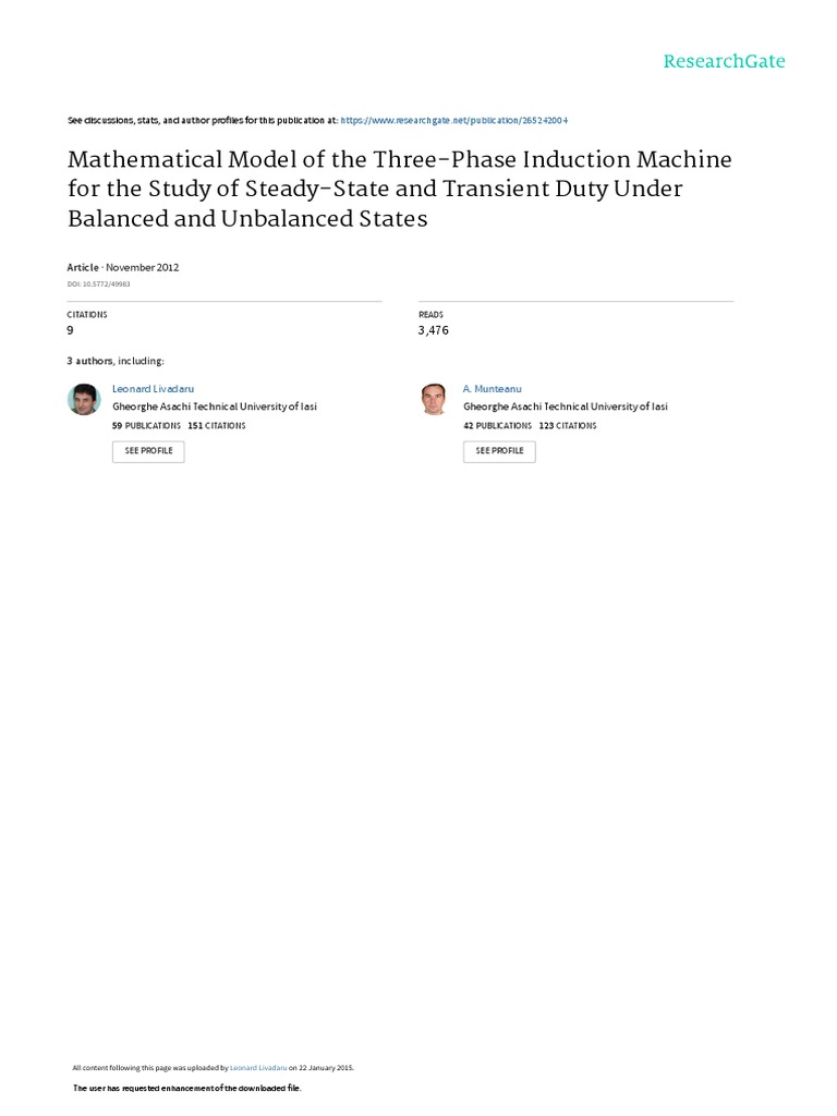 Mathematical Model of The Three-Phase Induction Ma | PDF | Inductance ...