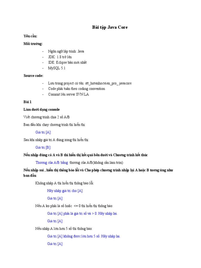 Bài tập java core | PDF