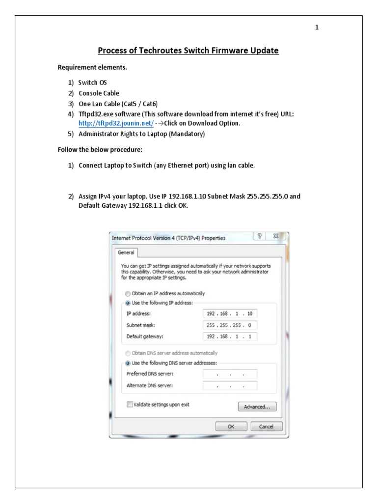 Techroutes Switch Firmware Update Process | PDF | Ip Address | Internet ...