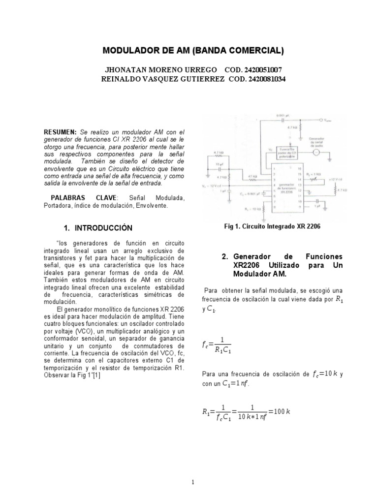 Modulador Am | PDF | Modulación | Ingenieria Eléctrica