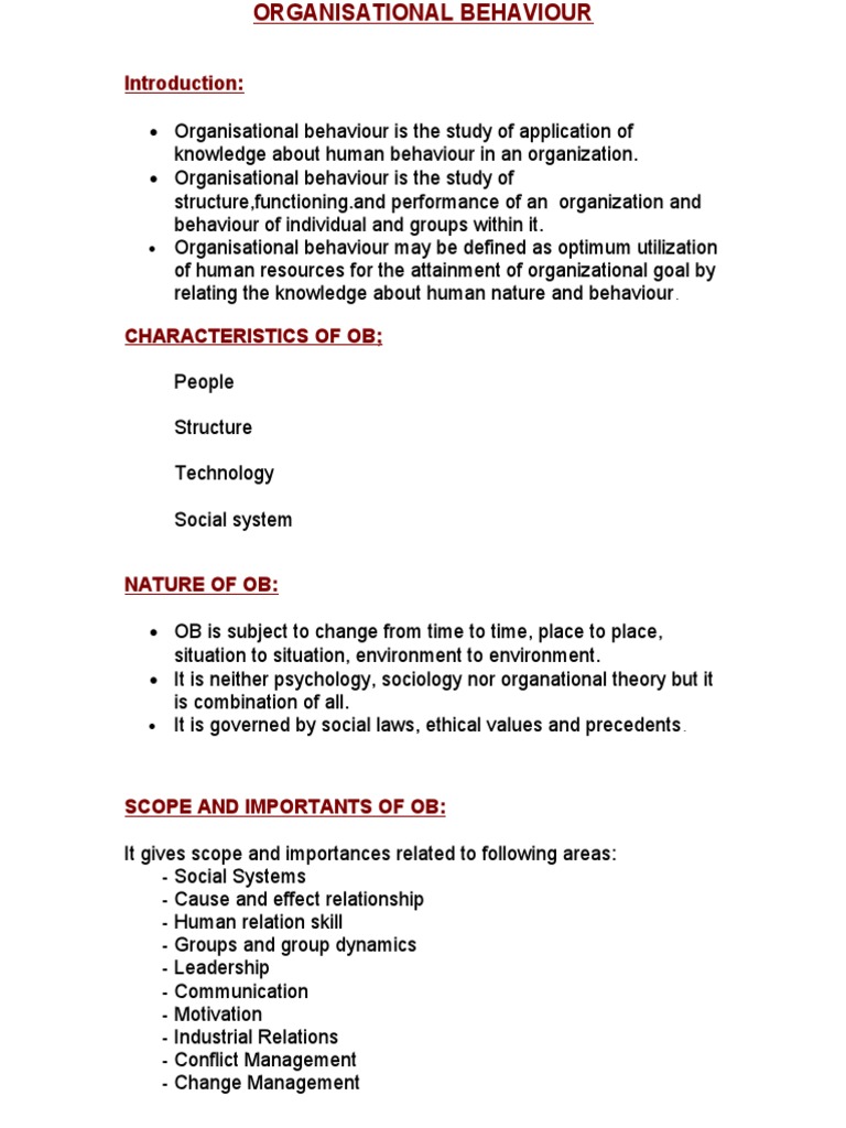 Anisational Behaviour..intro.. | PDF | Behaviorism | Organizational Behavior