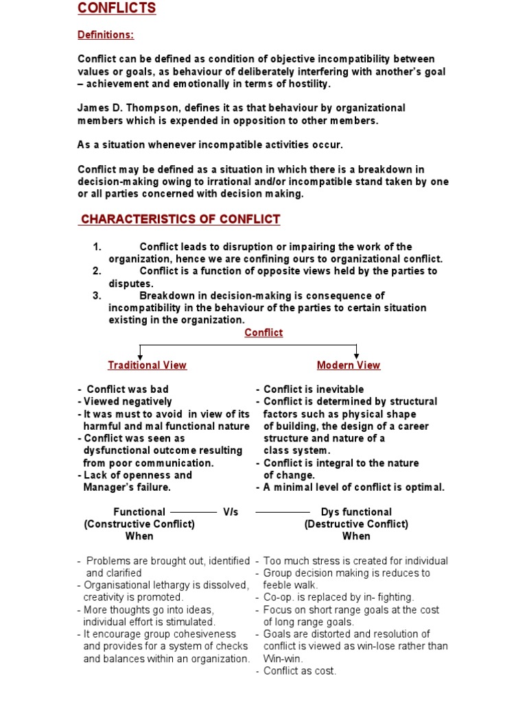 Characteristics of Conflict: Definitions | PDF | Self | Decision Making