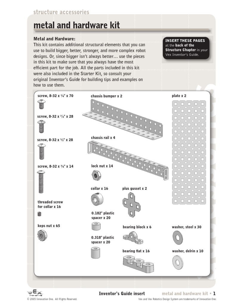 Metal and Hardware Kit: Structure Accessories | PDF | Screw | Hardware