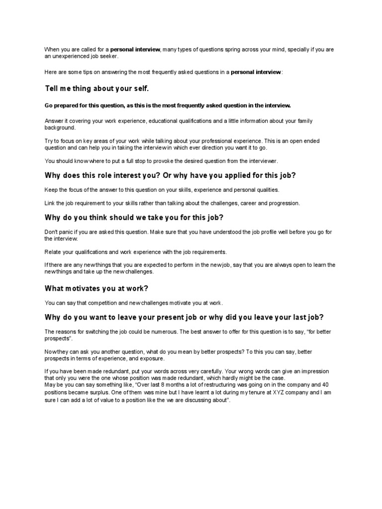 Essential Interview Questions & Answers Guide | PDF | Recruitment ...