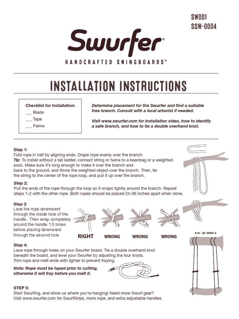 Installation Instructions: Right | PDF | Knot | Rope