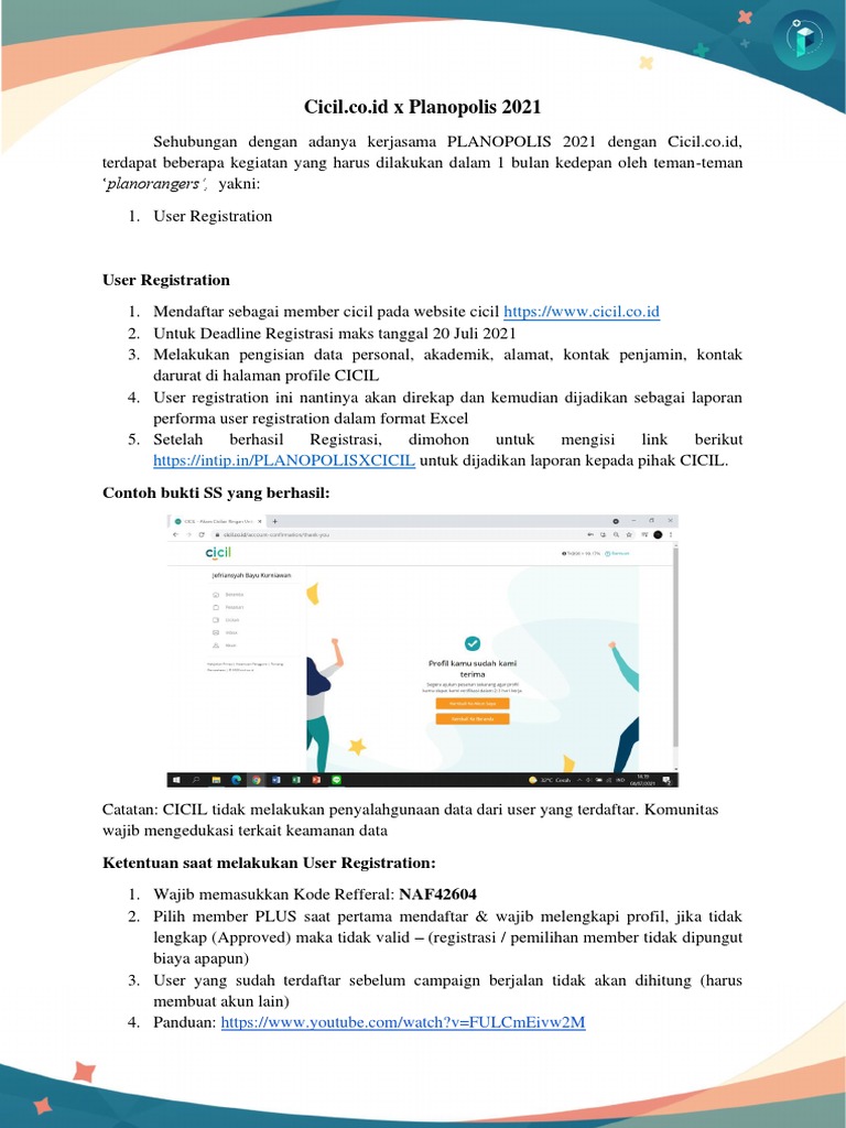 Buku Panduan User Registration PLANOPOLIS 2021 X CICIL - CO.ID | PDF