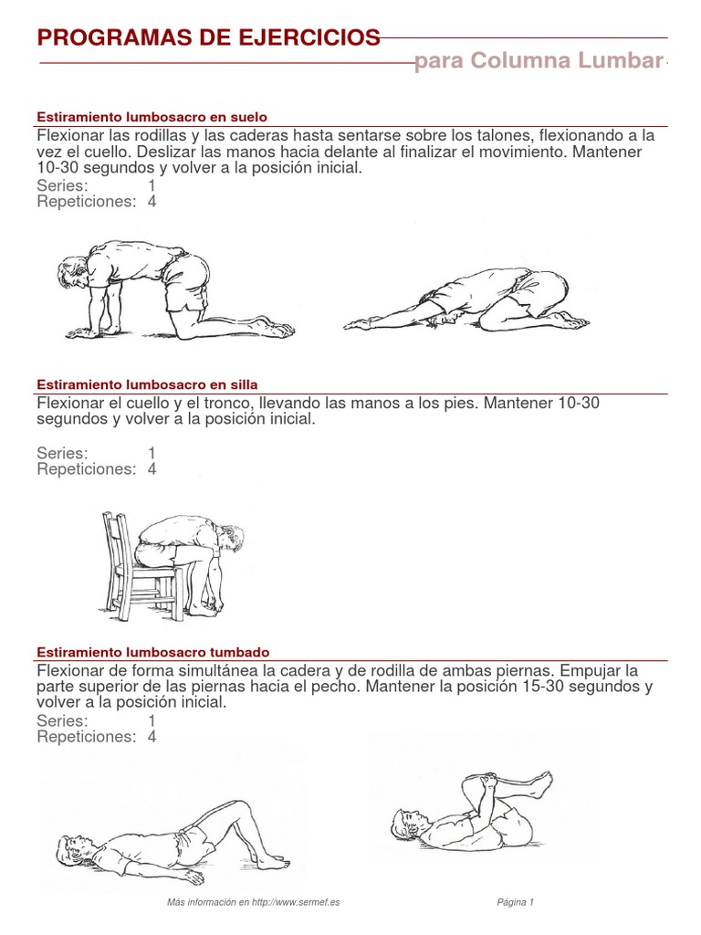 3 Programa de Ejercicios Lumbares Avanzado | PDF | La columna vertebral | Abdomen