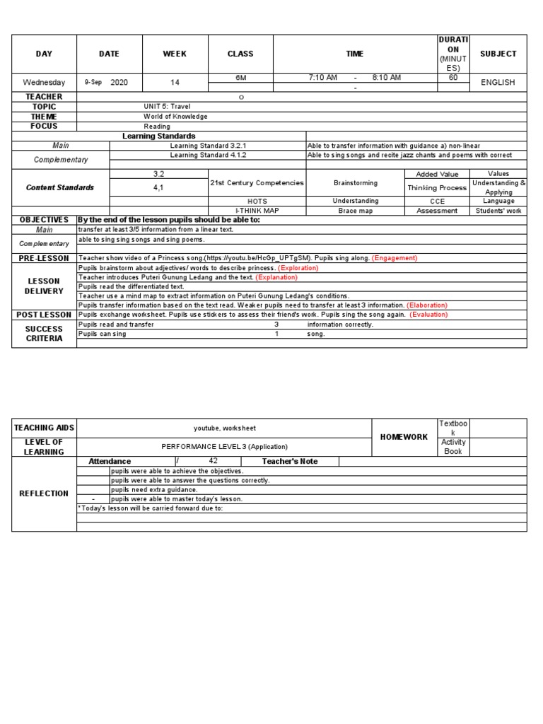 Example Lesson Plan With 5E | PDF | Lesson Plan | Teachers