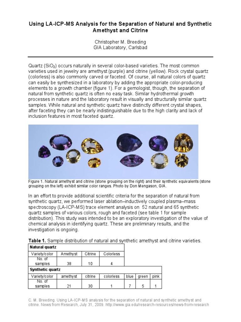 Using LA-ICP-MS Analysis to Distinguish Between Natural and Synthetic ...
