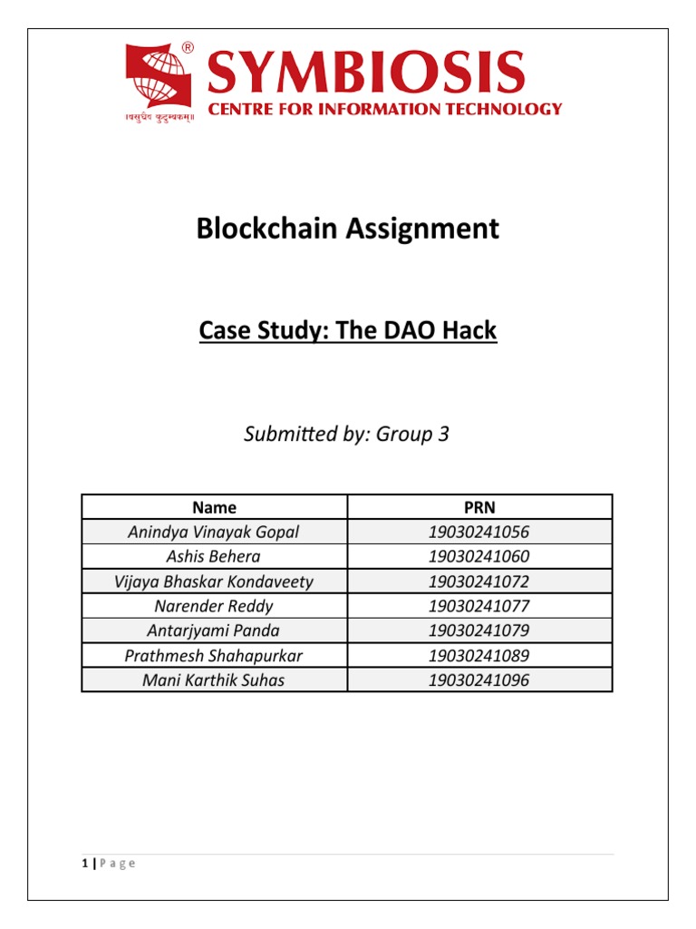 Blockchain Assignment: Case Study: The DAO Hack | Download Free PDF | Cryptocurrency | Business