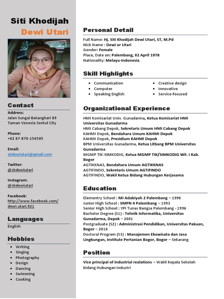 CV - SK Dewi Utari | PDF | Tahapan Pendidikan