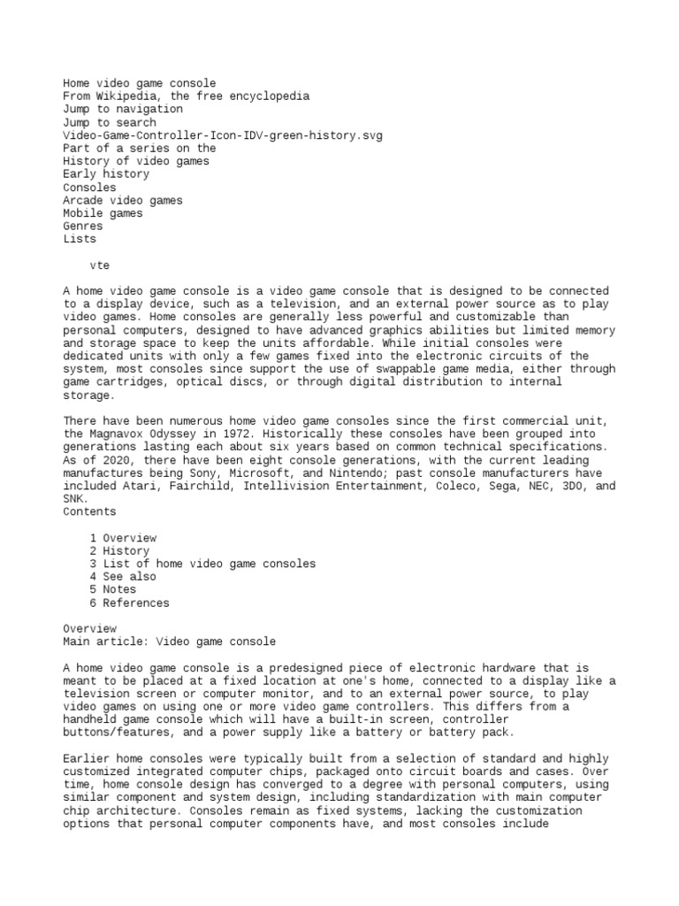 Home Video Game Console | PDF | Video Game Consoles | Video Game Platforms