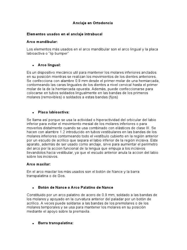 Anclaje en Ortodoncia | PDF | Ortodoncia | Cara