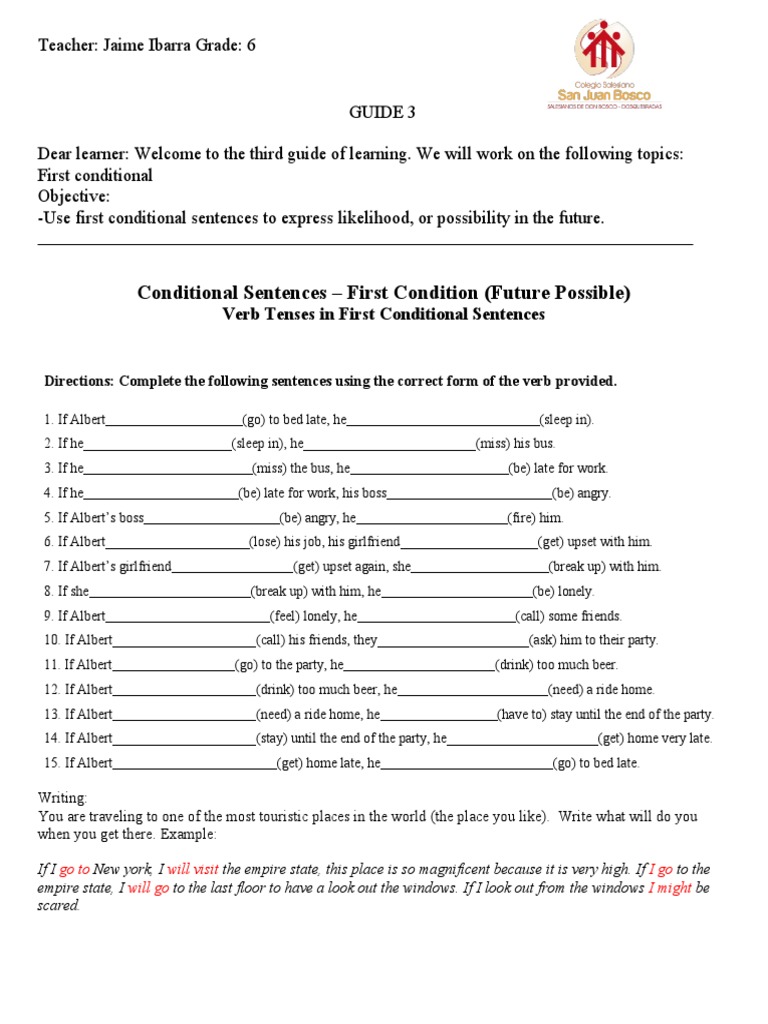 Conditional Sentences - First Condition (Future Possible) | PDF ...
