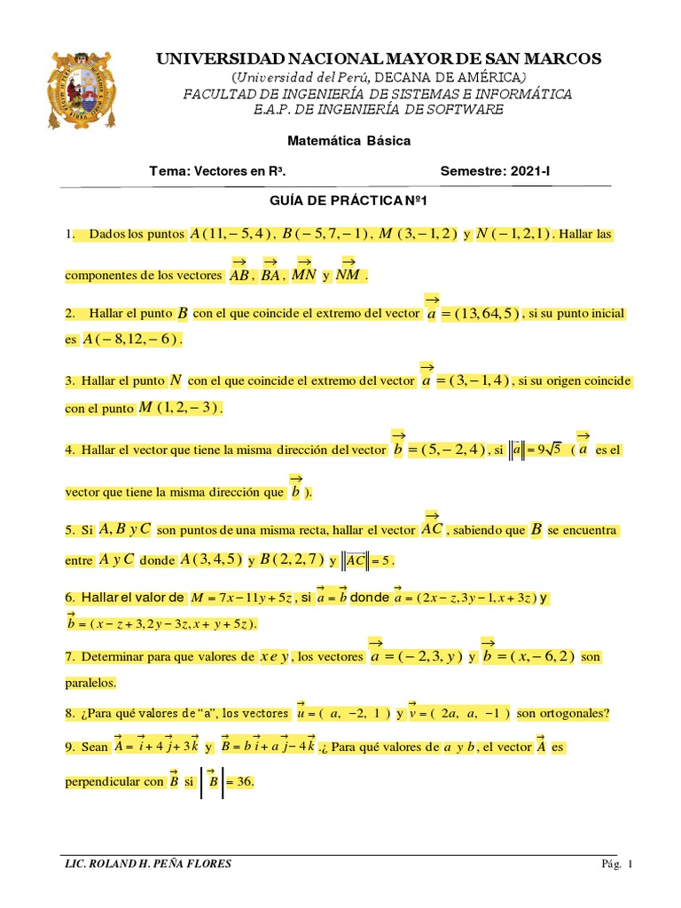 Practica 1 de Matematica Basica | PDF | Triángulo | Vector Euclidiano