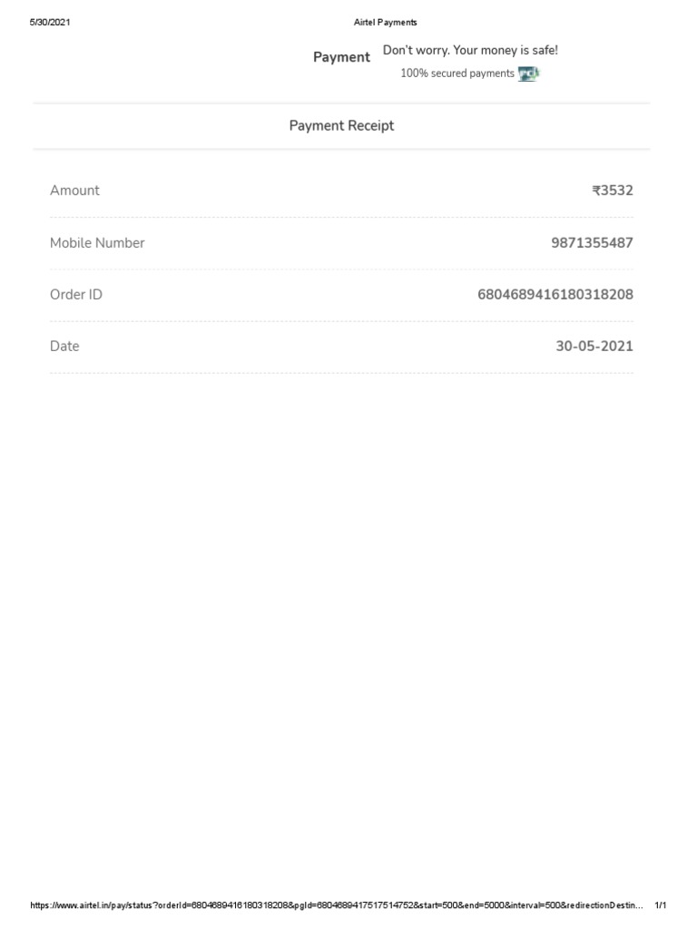 Amount Mobile Number Order ID Date: Payment | PDF