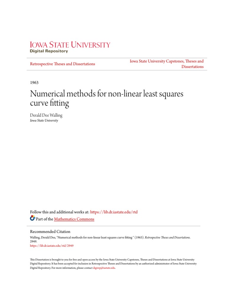 Numerical Methods For Non-Linear Least Squares Curve Fitting | PDF ...