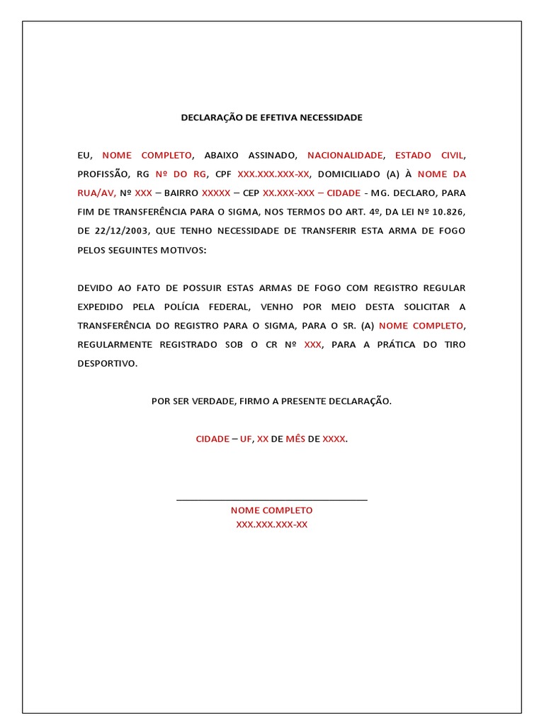 Carta Efetiva De Trabalho Modelo