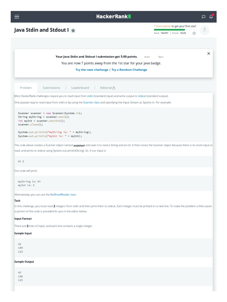 Java Stdin and Stdout I - HackerRank | PDF | Computer Programming | Software Engineering