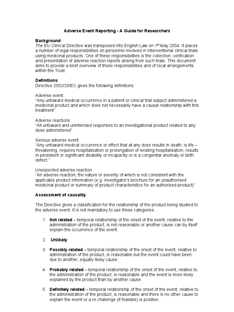 Adverse Event | PDF | Pharmacovigilance | Clinical Trial