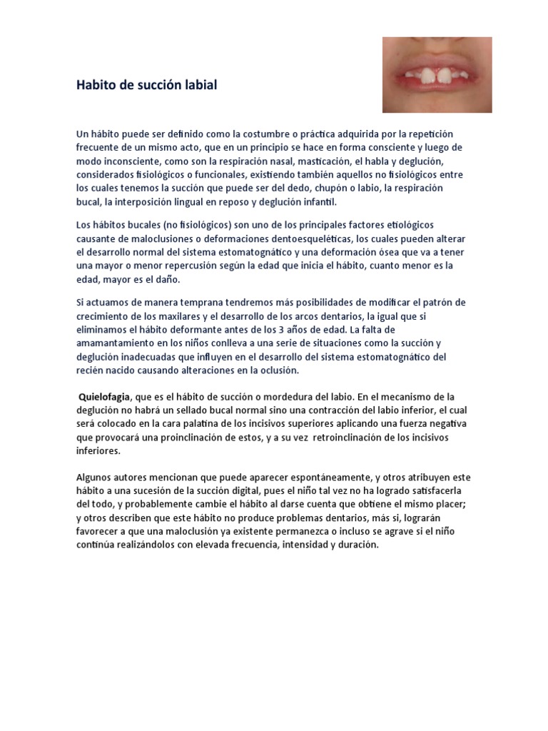 Quielofagia y succión labial en niños | PDF | Enfermedades y trastornos ...