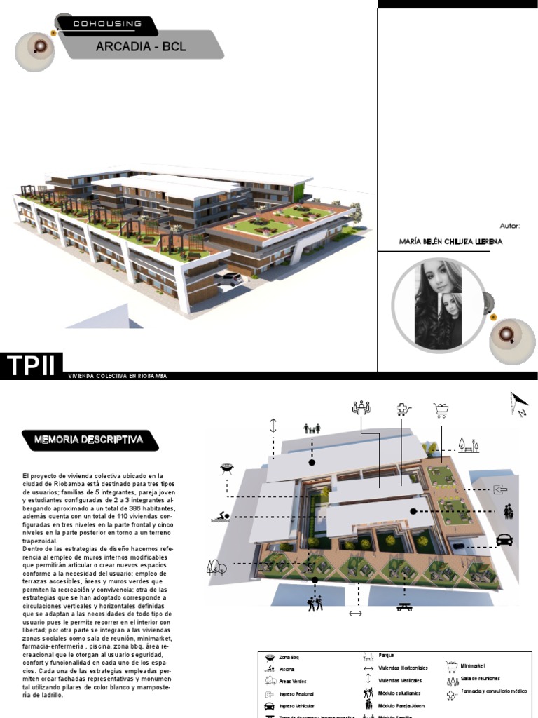 TP - Láminas Cohousing Arcadia BCL - Vivienda Colectiva Riobamba | PDF ...