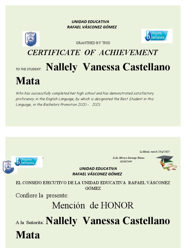 Diploma en Ingles 2020 y Mejor Egresado | PDF | Idiomas