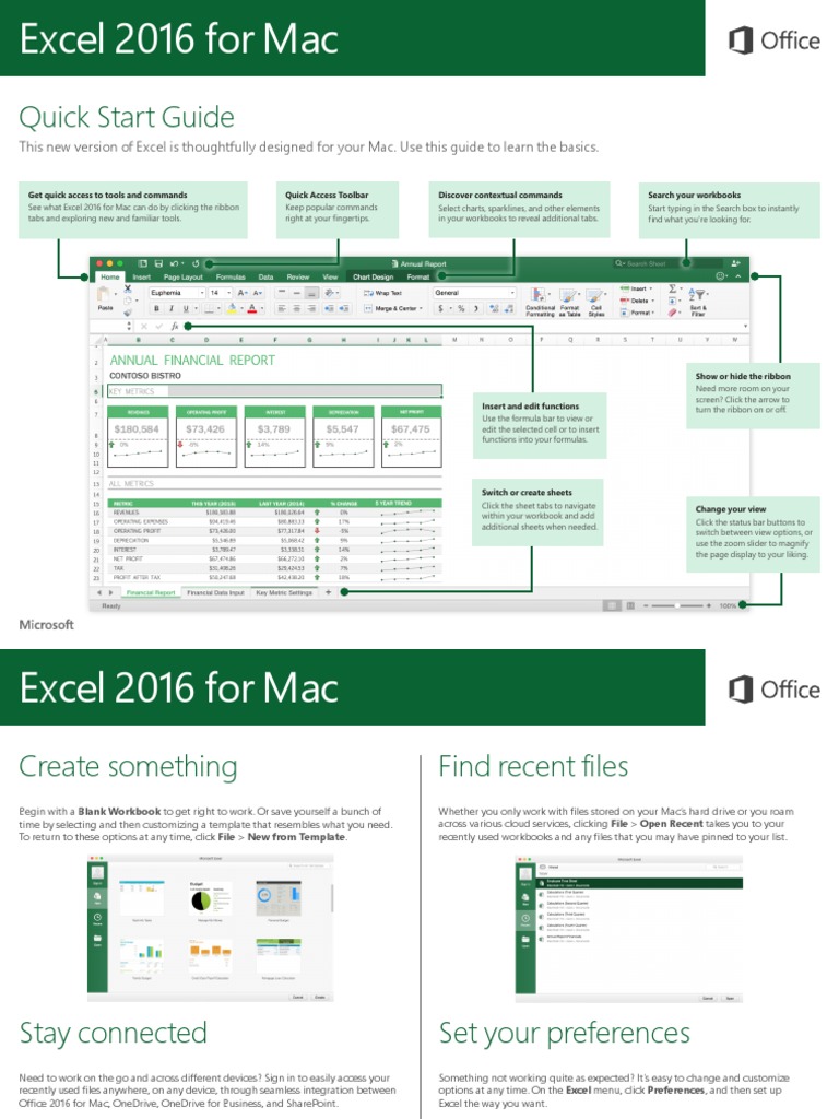 Microsoft Excel 2016 For Mac Quick Start Guide | PDF | Microsoft Excel ...