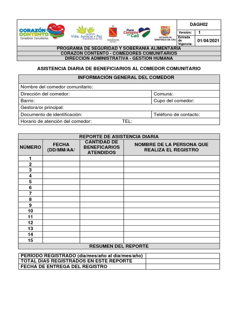 Formato Beneficiarios Comedor Nodo 13 | PDF