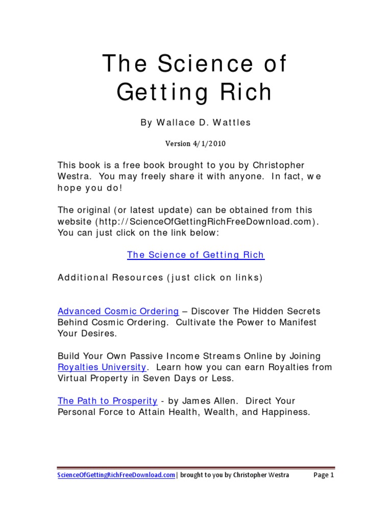 The Science of Getting Rich: by Wallace D. Wattles | Download Free PDF ...