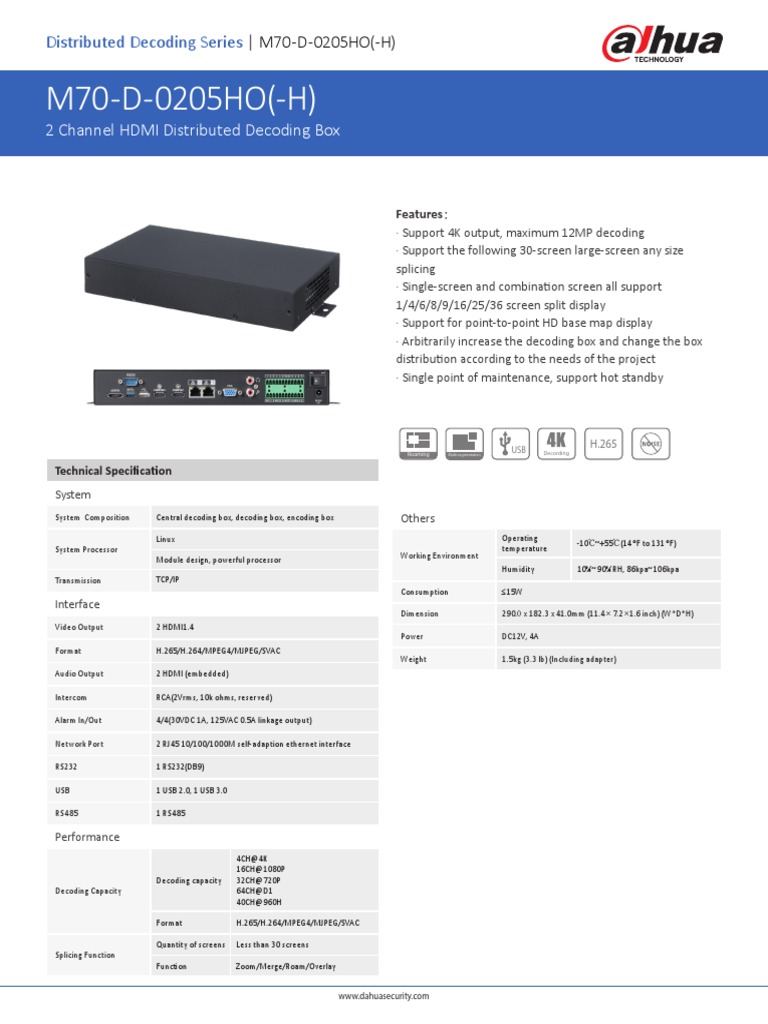 M70-D-0205HO (-H) : 2 Channel HDMI Distributed Decoding Box | PDF ...