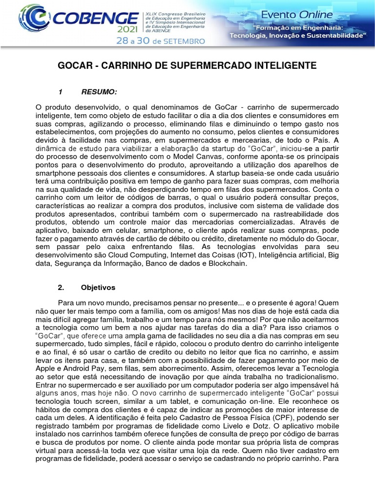 Template Artigos Cobenge - Gocar | PDF | Inovação | Marketing