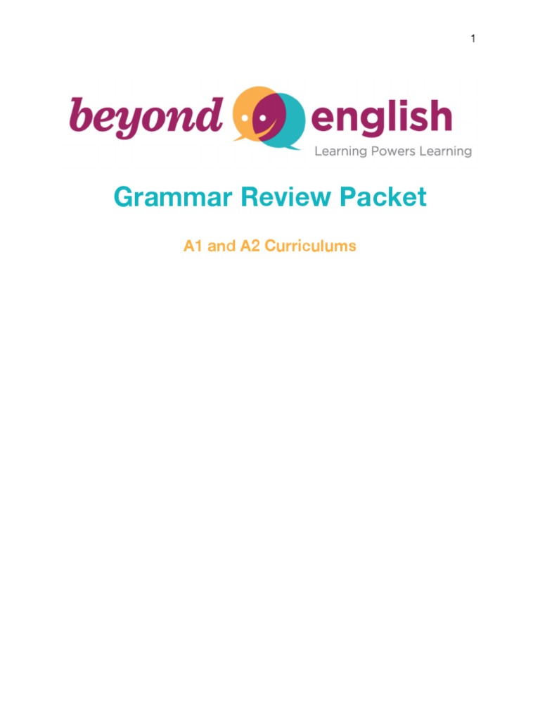 A1-A2 Grammar Review Packet | PDF | Verb | Adverb