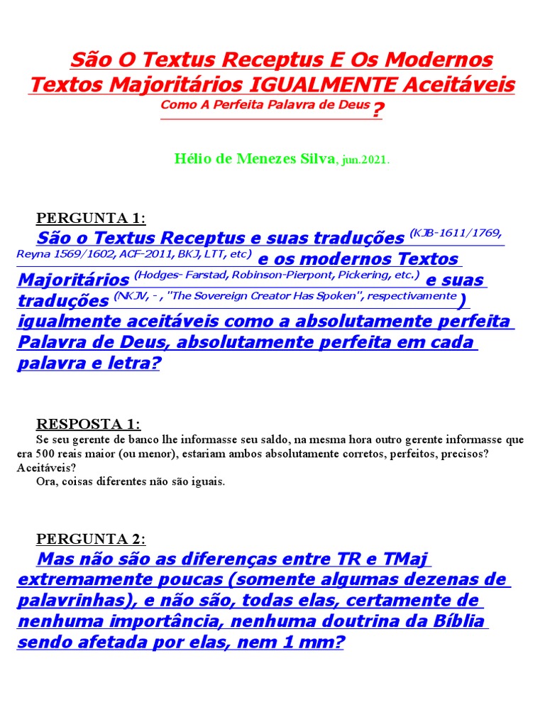 Textus Receptus vs. Textos Majoritários | PDF | Bíblia | Egito