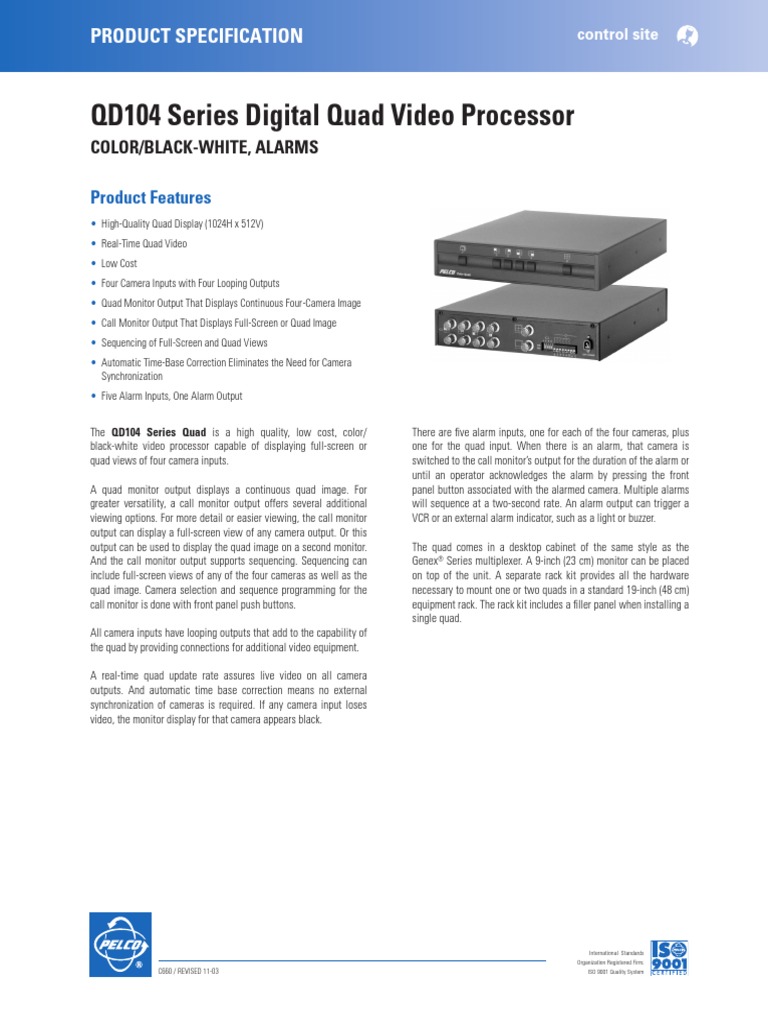 QD104 Series Digital Quad Video Processor: Product Specification | PDF ...