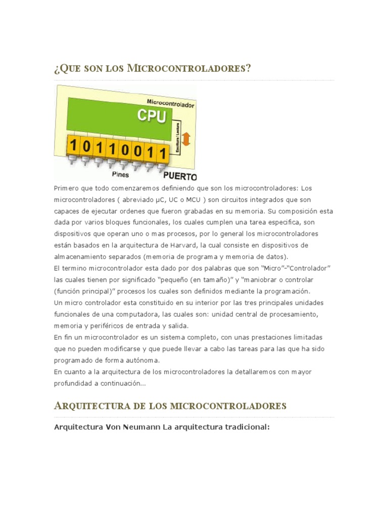 Definición de Microcontroladores | PDF | Microcontrolador | Unidad ...