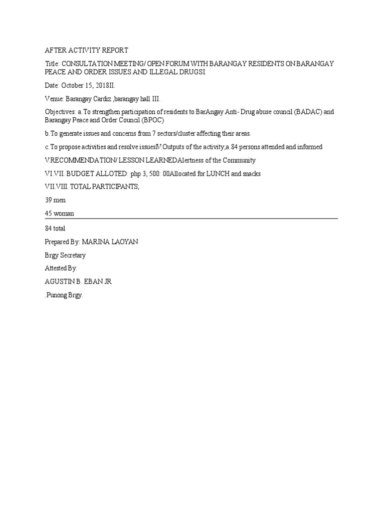 How To Make An After Activity Report