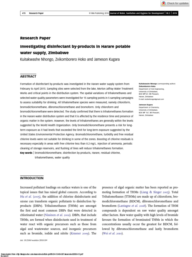 Disinfectant By Product Pdf Water Purification Gas Chromatography