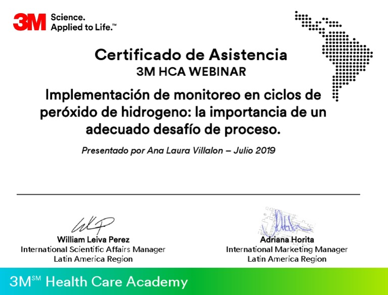3m Hca Webinar Certificate | PDF | Negocios | Ciencias sociales