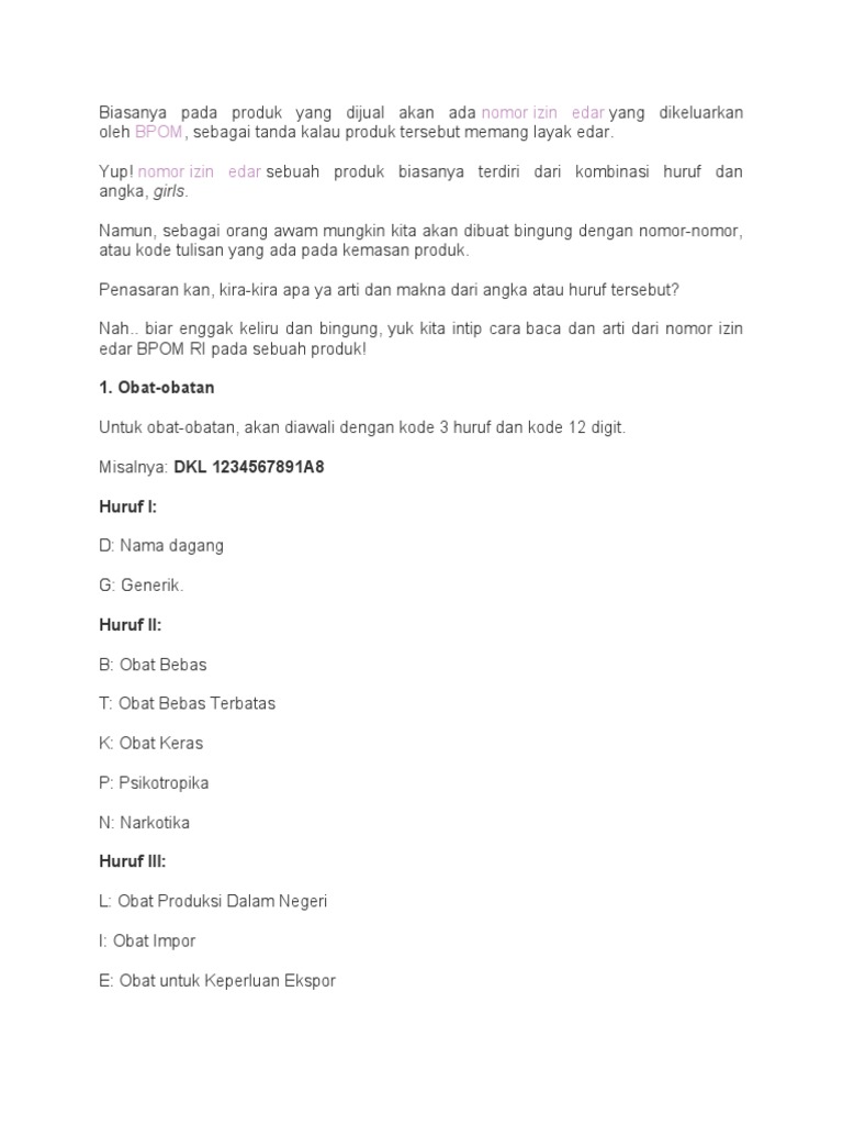 Cara Baca Kode Bpom | PDF