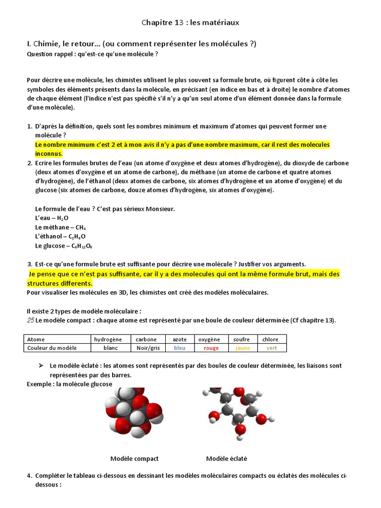 Modèles et Formules des Molécules | PDF | Polymère | Liaison chimique