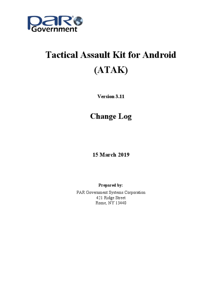 Tactical Assault Kit For Android (ATAK) : Change Log | PDF | Android (Operating System) | 3 D ...