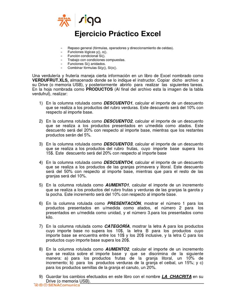 Ej Practico 12 Excel | PDF | Plantas comestibles | Microsoft Excel