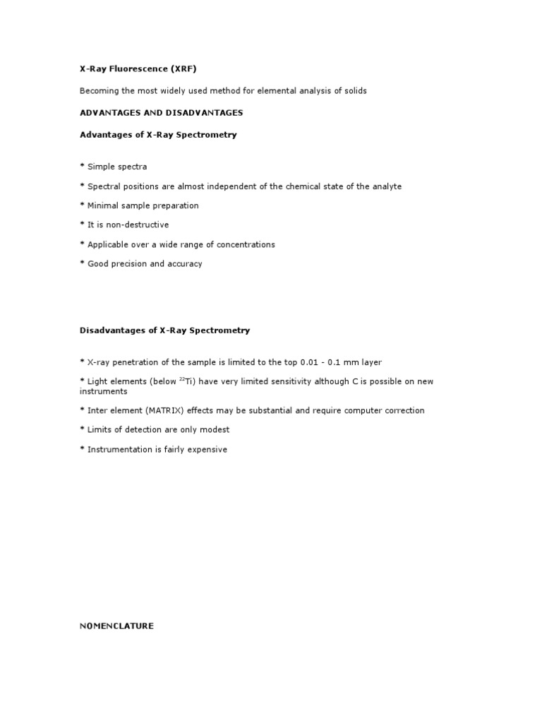 XRF Lecture Notes | PDF | X Ray | Spectroscopy