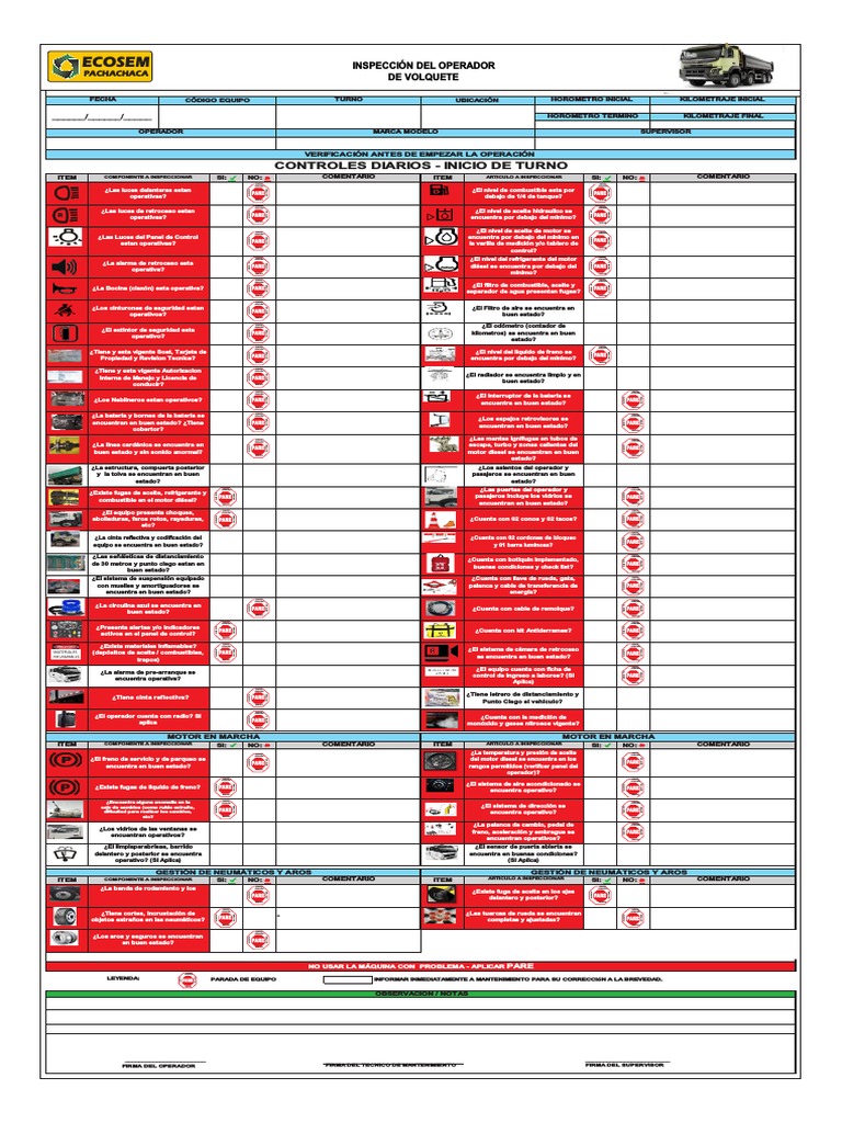 Check List de Volquete | PDF | Vehículos | Vehículo de motor