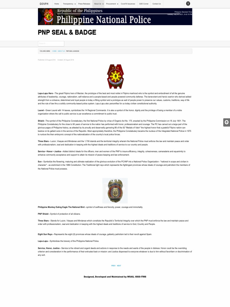 PNP Seal & Badge | PDF | Courage | Ethical Principles