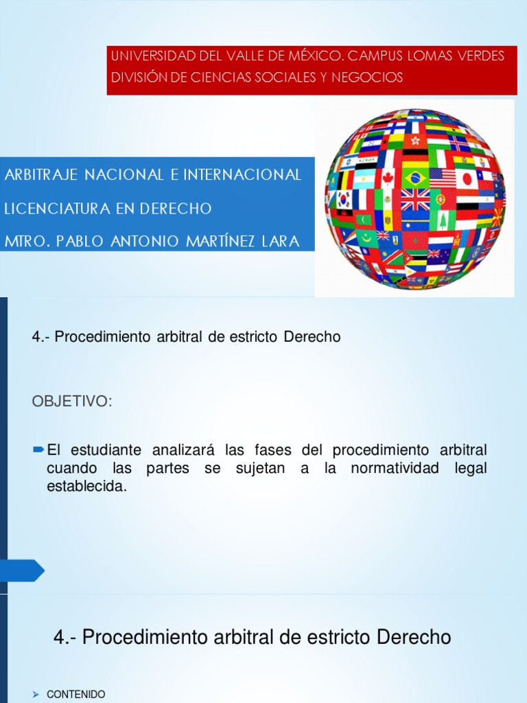 Unidad 4. Procedimiento Arbitral de Estricto Derecho | PDF | Arbitraje ...