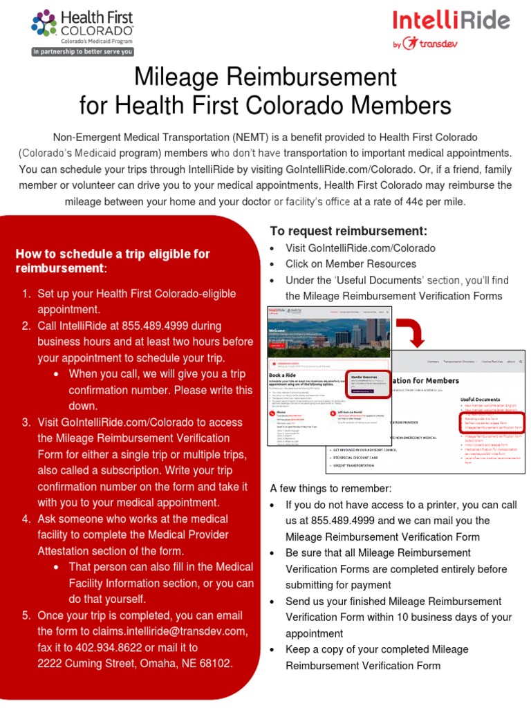 Mileage Reimbursement for NEMT in Colorado | PDF | Health Care ...