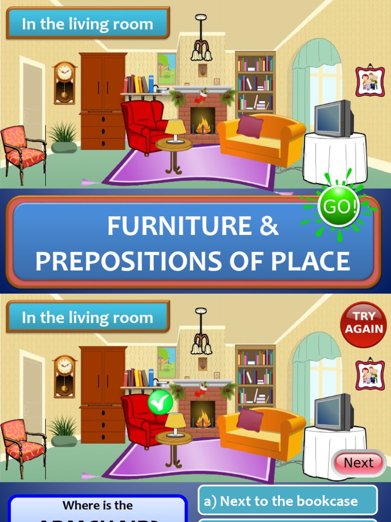 02 Prepositions of Place Furniture | PDF | Bookcase | Chair