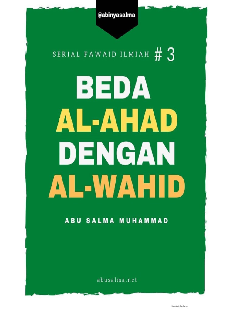 Beda AL-AHAD Dengan AL-WAHID - Ustadz Abu Salma Muhammad | PDF